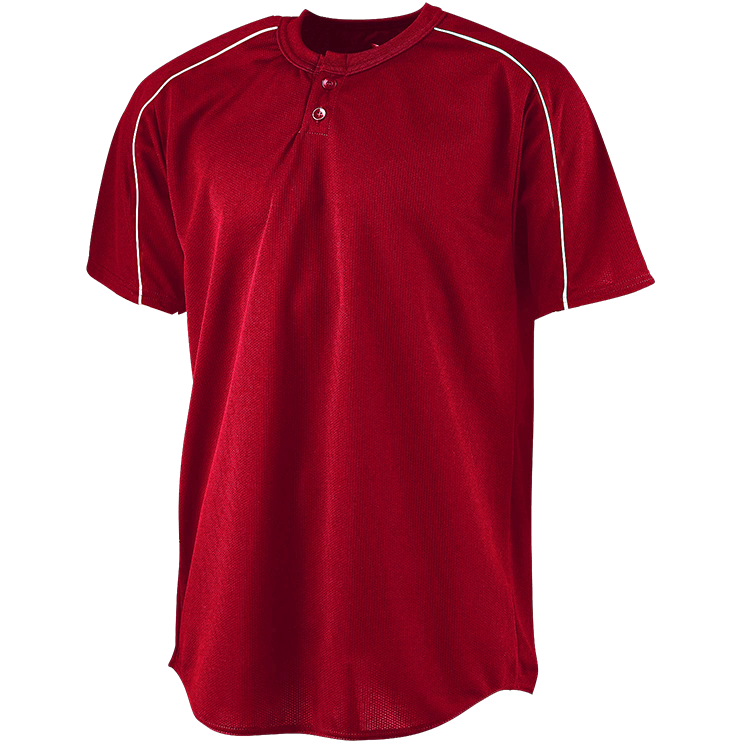 Youth Two-Button Baseball Jersey Piped Trim