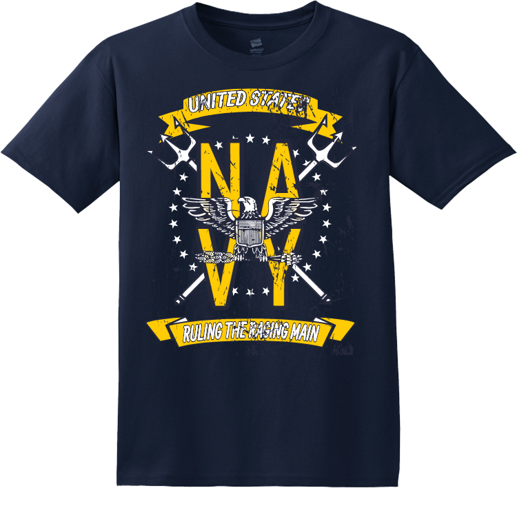 United States Navy Ruling The Raging Main - Navy T-shirt Design T-Shirt ...