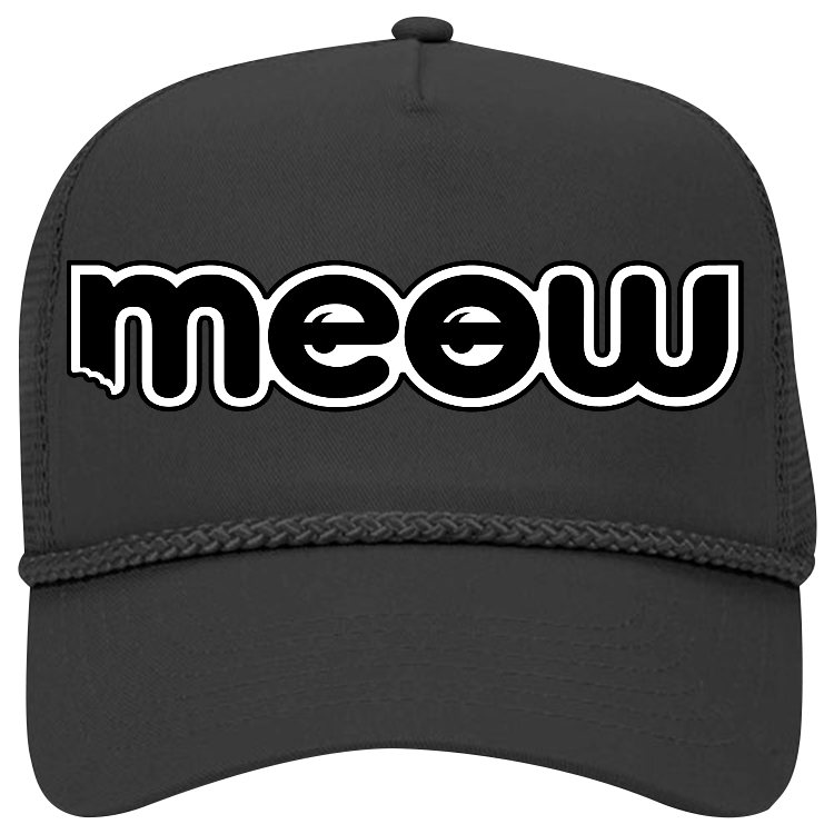 Meow Logo Hat 5 Panel Mid Profile Mesh Back Trucker Hat