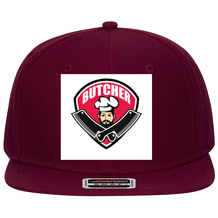 Butchers Hat Wool Blend Snapback Flat Bill Hat