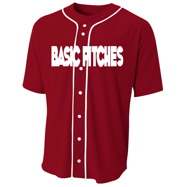 Basic Pitches Adult Full Button Baseball Jersey