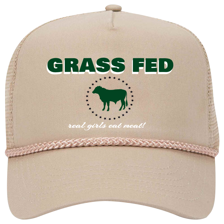 GRASS FED GRASS FED real girls eat meat 5 Panel Mid Profile Mesh Back ...